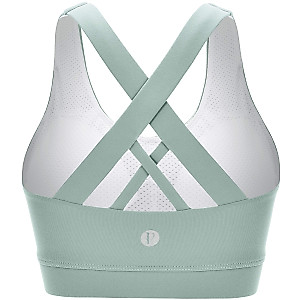 RUNNING GIRL Sports Bra for Women, Criss-Cross Back Padded Strappy Sports Bras Medium Support Yoga Bra with Removable Cups(WX2353D.Green.L)