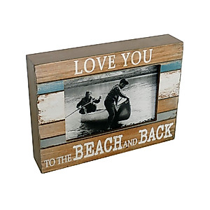 NIKKY HOME 4" x 6" Beach Photo Picture Frame Wooden Box Sign with Glass Cover for Tabletop and Wall Mounting