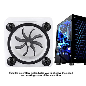 G1/4 Thread Revolving Speed Water Cooling POM Acrylic Material Impeller Water Flow Meter Indicator with Silicone Sealing Ring, for PC Water Cooling System(2 Way)