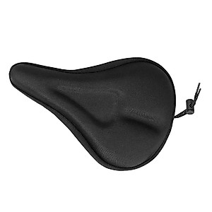 Free-fly Comfortable Gel Bike Seat Cover with Drawstring- Extra Soft Gel Bicycle Seat - Non-Slip Bike Seat Pad Cover for Mountain Road Sports MTB Bike Exercise Bike (Black)
