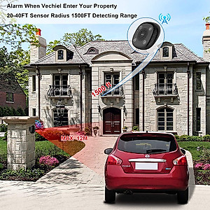 Driveway Alarm, Outdoor Waterproof Motion Sensor, Wireless Driveway Alarm System, 2 PIR Motion Detectors & 1 Receiver, Expandable House Alarm Systems for Home & Property