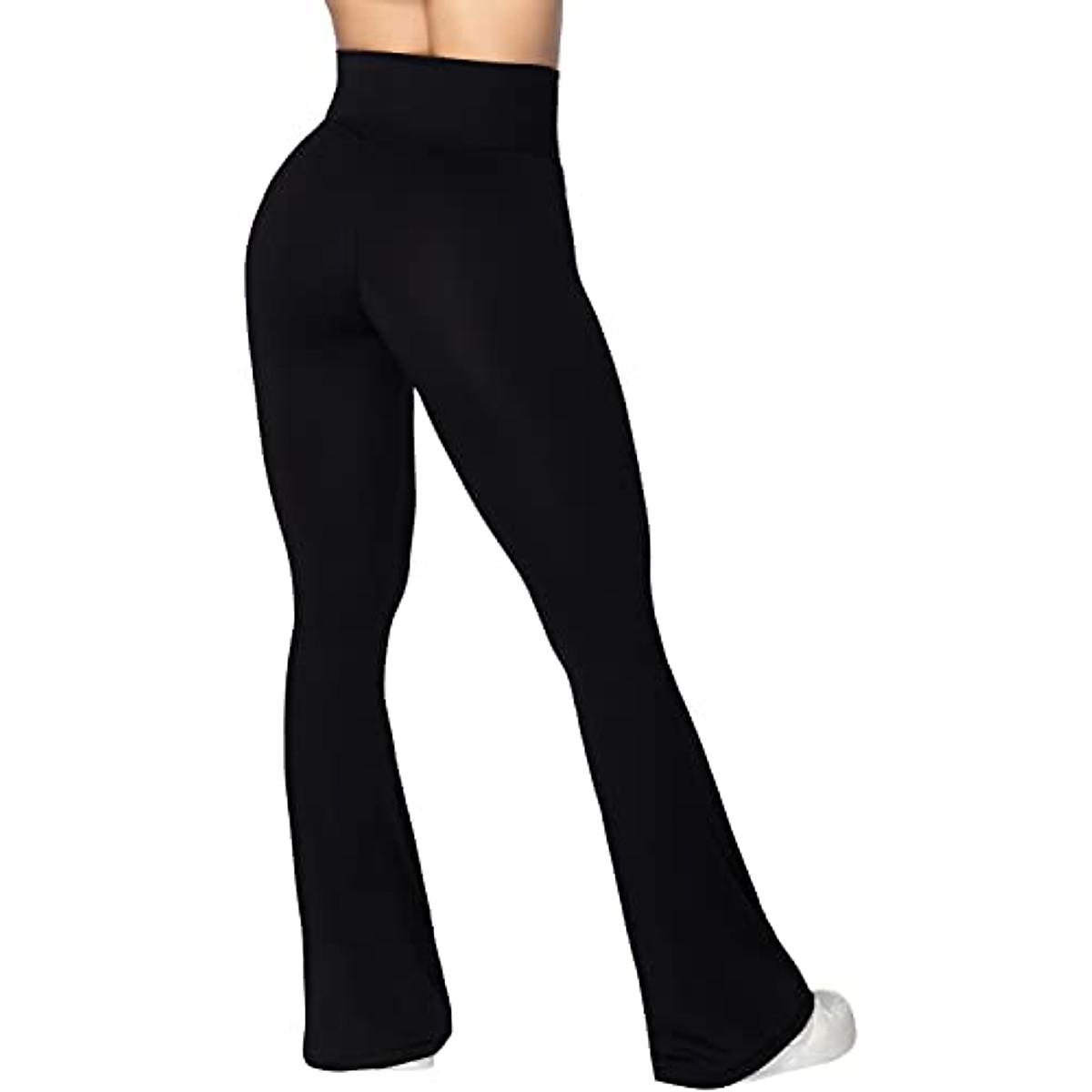 Sunzel Flare Leggings, Crossover Yoga Pants for Women with Tummy Control, High-Waisted and Wide Leg Black