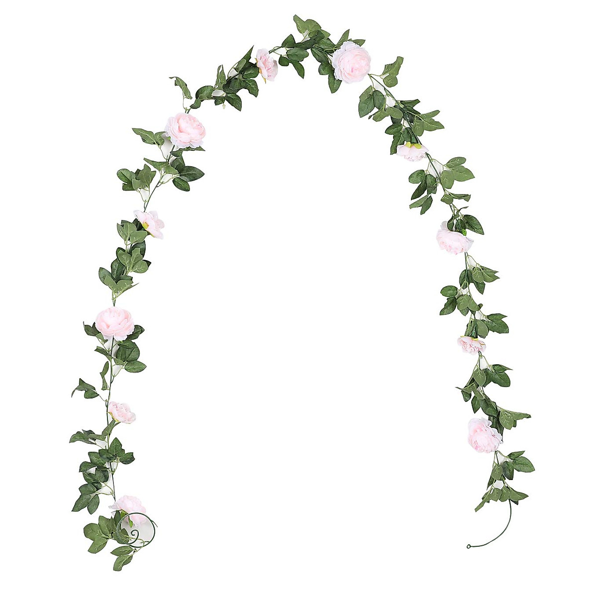 Duovlo 8.2Ft Artificial Peony Flower Garland Hanging Greenery Vine Silk Floral Vine Home Wedding Arch Wall Craft Arrangement Decorations,Pack of 2 (Pink)