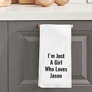 MEIKIUP Horrible JS Inspired Gift Thriller 80's Horror Halloween Kitchen Towel I'm Just A Girl Who Loves JS for Fans Housewarming Gift