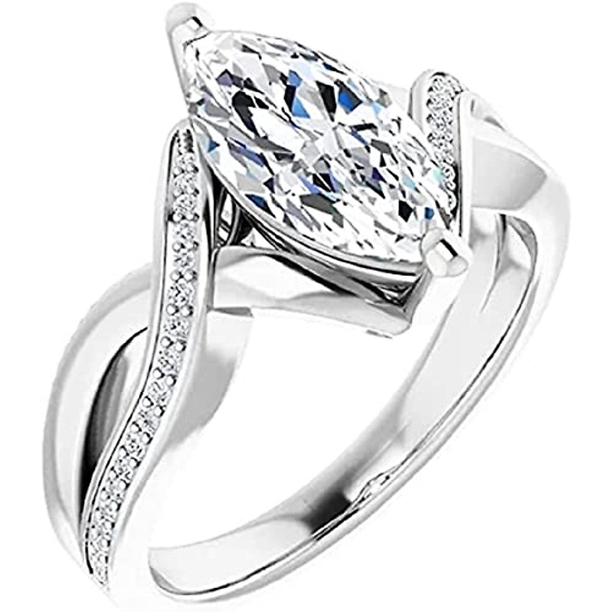 Moissanite World Antique Handmade Marquise Cut 2.00CT Moissanite Engagement Ring/Moissanite Wedding Ring/Moissanite Bridal Ring Set 925 Sterling Silver (8)