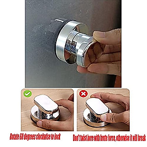 WANLIAN-Powerful Suction Cup Glass Mirror Door Handle, Refrigerator Drawer Bathroom Suction Cup Wall handrail, Bathtub Shower Handle Kitchen Drawer Cabinet Handle Suction Cup (Silver Trumpet)