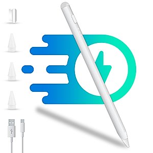 WONLEED 10 Mins Fast Full Charge Stylus Pen for iPad with Palm Rejection, Tilting Detection iPad Pencil 2nd Generation Compatible for Apple iPad 2018-2023, Sensitivity Precise Pen for iPad, White