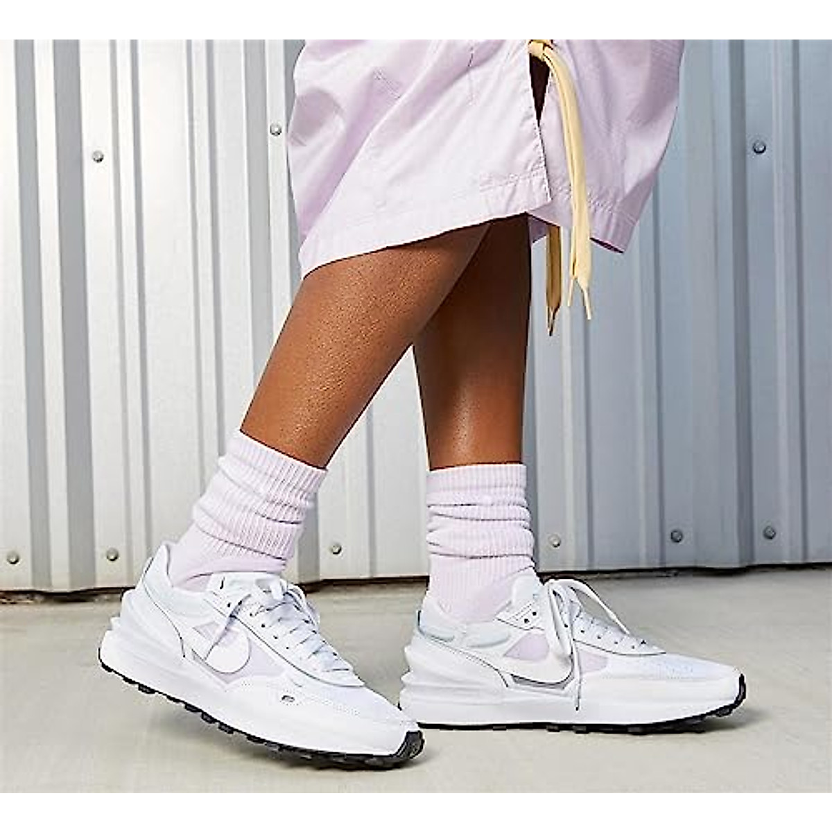 Nike Womens Waffle One Leather Textile White White Black Trainers 7 US