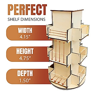 Rotating Display Stand, 3 Tier Wooden Organizer, 4-Sided Display Rack, 360 degree Spinning Multi-Pocket Tabletop Display Stand for Coasters, Stickers, Retail, Showcase, Tradeshow, 17”H, Natural