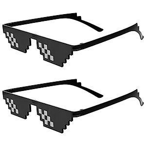 WLLHYF 2 Pack Thug Life Sunglasses Mosaic Pixel Glasses Party Dress Up Shades Funny Unisex Photo Props for Women Men Kid