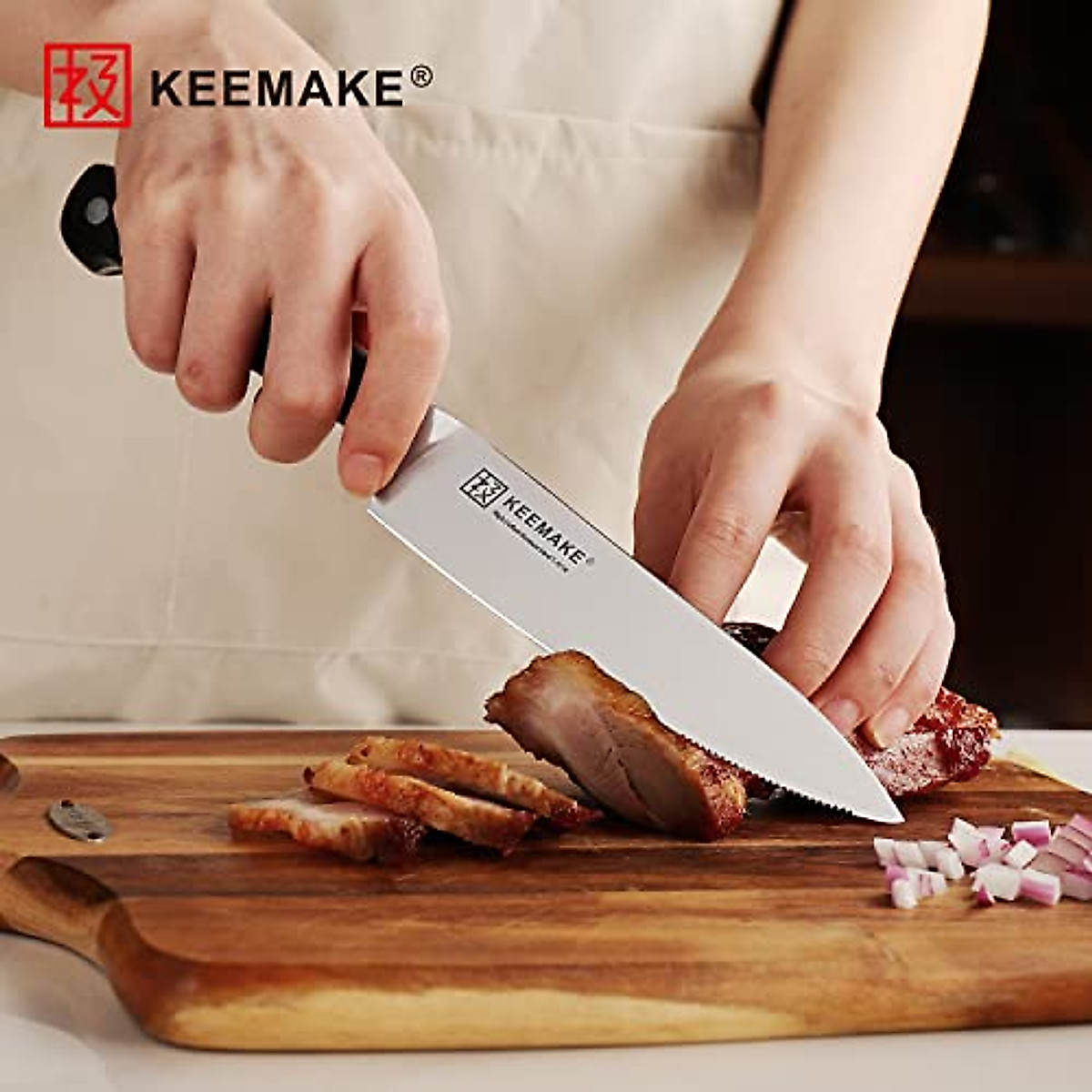 KEEMAKE Chef Knife Set 3 Piece, Sharp Kitchen Knives Set Professional Cooking Knife Set, German Stainless Steel 1.4116 Cutting Knives Set for kitchen with Black Handle