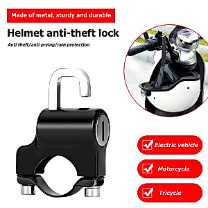 BELOMI Motorcycle Helmet Lock Anti-Theft, Universal Tamper-Proof Helmet Security Lock with 2 Keys & Wrench, Aluminum Alloy Safety Lock for Motorbike Scooter Street Bike, Handlebar Mount 22mm 7/8"