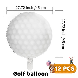 Sosation Golf Ball Balloons Decoration Golf Themed Balloons Golf Ball Sports Round Golf Aluminum Foil Balloons Golf Theme Birthday Decoration for Golf Theme Birthday Party (12 Pieces)