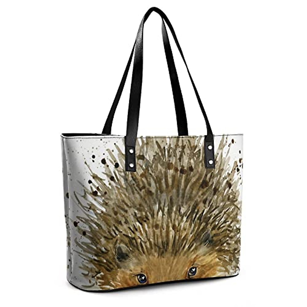 Womens Handbag Hedgehog Leather Tote Bag Top Handle Satchel Bags For Lady