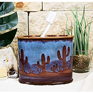 Ebros Rustic Southwestern Desert Cactus Arizona Wilderness Bathroom Accent Resin Figurine Accessories Western Country Cabin Lodge Decorative (5 Piece Bathroom Set)