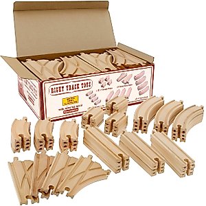 Wooden Train Track 52 Piece Set - 18 Feet Of Track Expansion And 5 Distinct Pieces - 100% Compatible with All Major Brands Including Thomas Wooden Railway System - by Right Track Toys, T