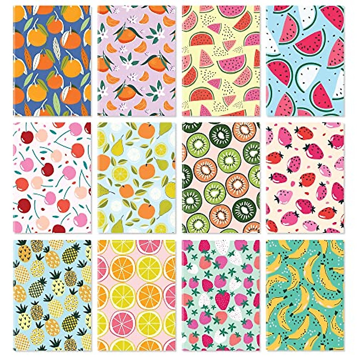 S&O Fun Fruit Notepad Theme Set with 12 Unique Designs - Brightly Colored 3.5x5" Mini Notebooks That Fit Anywhere - Durable Pocket Notebook Pack - Notebooks & Writing Pads - Notebooks Bulk