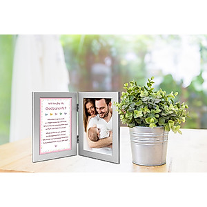 Poetry Gifts Will You Be My Godparents from Baby Girl Godchild, Add 4x6 Photo to Double Frame