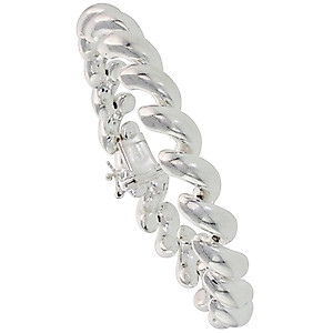 Medium Sterling Silver 10mm San Marco Bracelet for Women Italy 3/8 inch wide 8 inch long