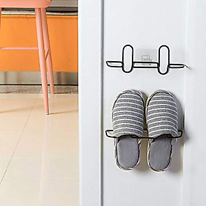 LOadSEcr Shoe Rack Organizer, Iron Adhesive Wall Mount Slippers Storage Shelf Shoes Rack Hanging Organizer for Bedroom, Dorm Room Black
