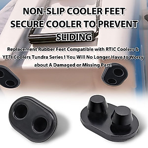 GrliTra Cooler Feet Replacement Non-Slip Rubber Feet for RTIC Coolers Models 45qt 65qt 110qt 145qt Durable Thickened Rubber Feet Outdoor Camping Protection for YETI Cooler Accessories, Black (4 Pcs)
