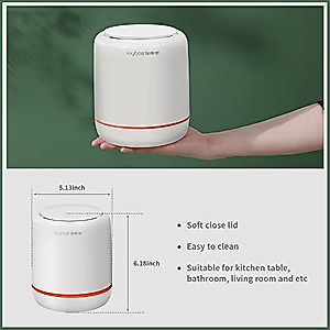 MOPALL Mini Trash Can for Desk | Small Plastic Trash Bins with lid for Make-up Table, Tiny White Waste Basket for Office 0.7 Gallon | Little Oval Garbage Can for Study, Living Room, RV, Bathroom