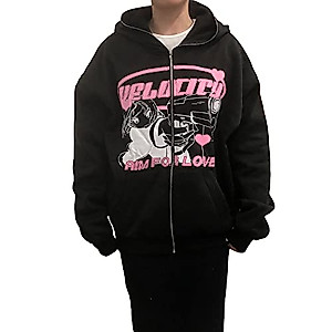 Womens Men Rhinestone Skeleton Hoodies Y2k Full Zip Up Over Face Gothic Skull Graphic Printed Oversized Jacket Streetwear