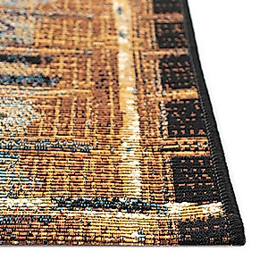 Liora Manne Marina Indoor Outdoor Rug - Tribal Design, Comfortable & Durable, Power Loomed, Polypropylene Material, UV Stabilized, Tribal Stripe Gold, 1'11" x 7'6"