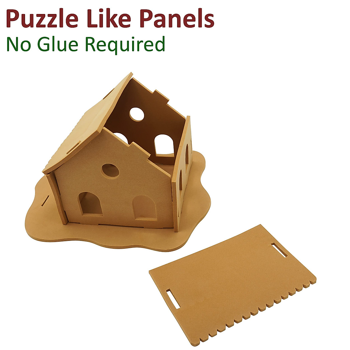 4E's Novelty Foam Gingerbread House Craft Kit (1 Pack) for Kids with Foam Stickers, Build & Decorate it Yourself DIY Christmas Crafts for Kids & Toddlers