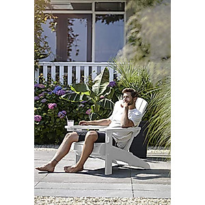 Keter Alpine Adirondack Resin Outdoor Furniture Patio Chairs with Cup Holder-Perfect for Beach, Pool, and Fire Pit Seating, White