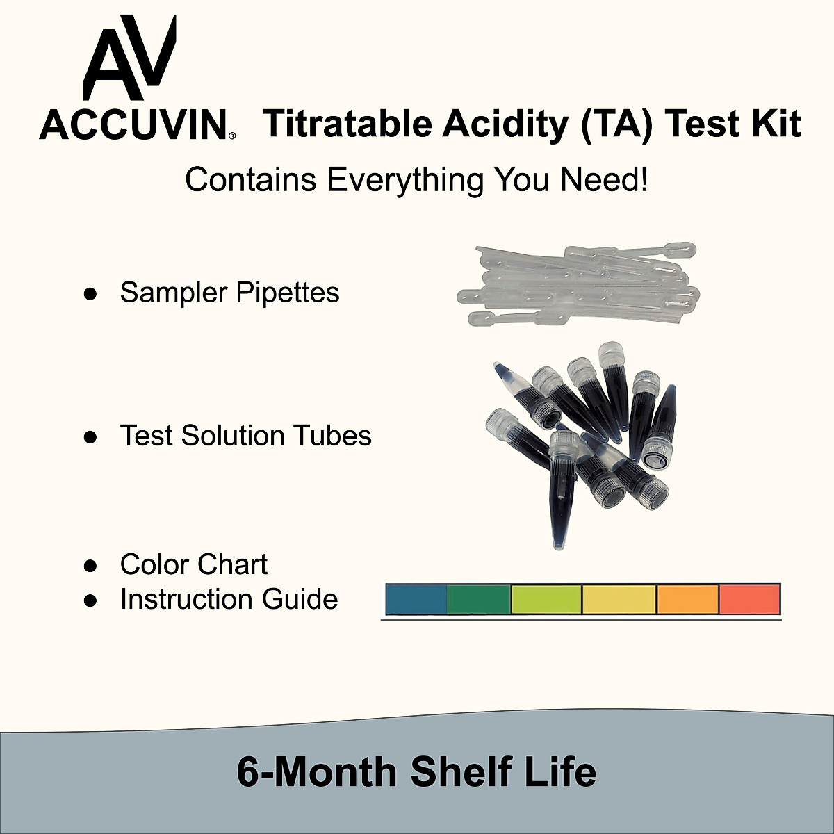 Table Grape Titratable Acidity Test Kit, 0.4 – 0.9 g/100mL Tartaric Acid [10 Tests]