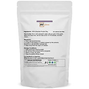 mGanna 100% Natural Brazilian Purple Clay Powder for Face packs, Creams and Soaps and other Cosmetic Formulations 0.5 lbs / 227 gms