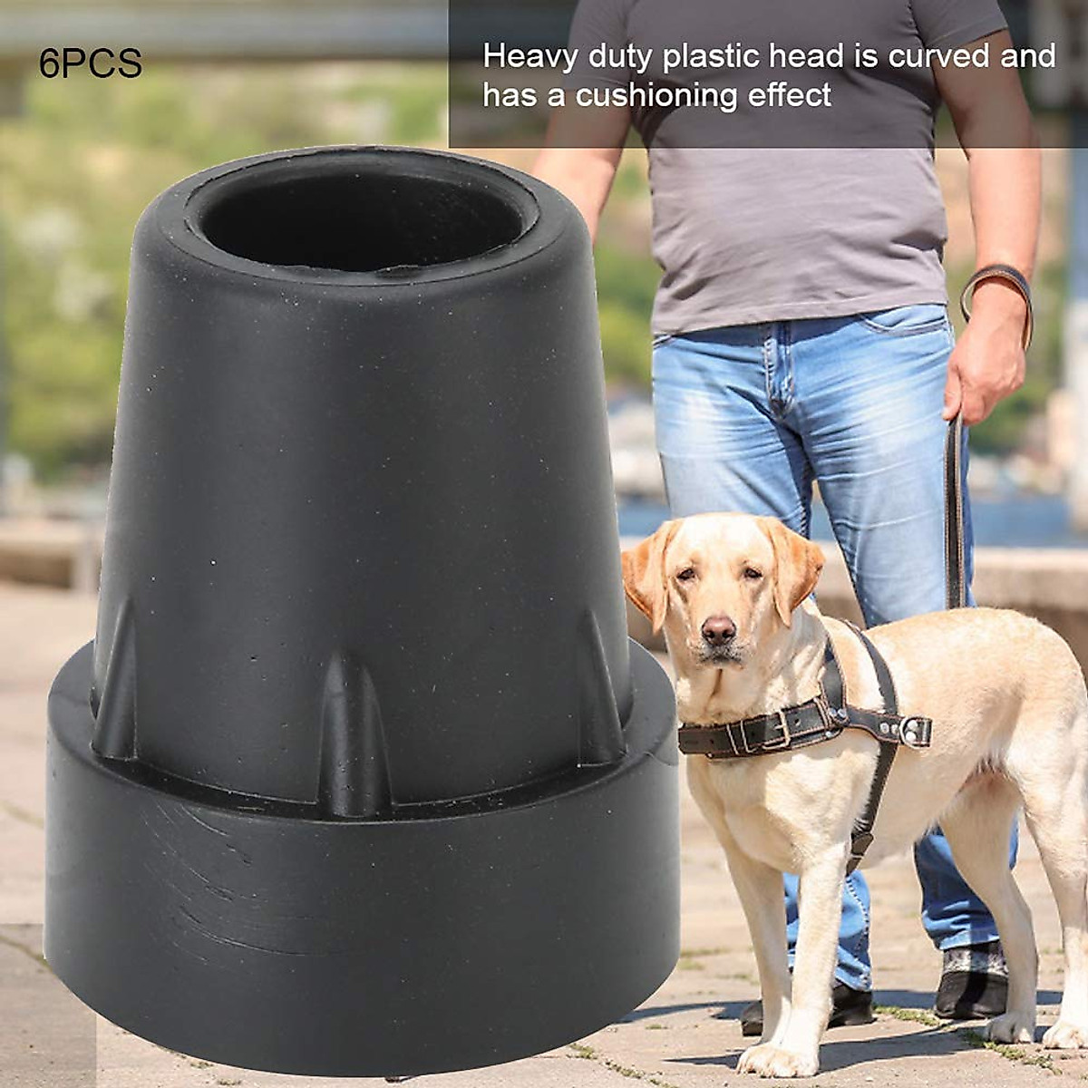 Replacement Cane Tips, 6pcs 19mm Hole Diameter Hiking Cane Crutch Feet Tips Heavy Duty Non Slip Plastic Tips Trekking Pole Tips Replacement Pole Tip Protectors Fits Most Standard Hiking Poles