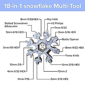 KALID’S Snowflake Multitool- Portable Stainless Steel 18 in 1 Tool For Bottle Opener, Screwdriver, Outdoor Travel, Camping, Gift - Snowflake Multi Tool (Blue Marble)