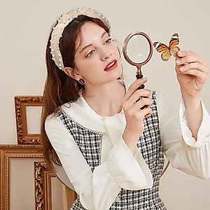 yueton Women Faux Pearl Headbands Twisted Cross Knot Velvet Headbands Elegant Bling Hair Band Hairpins Headwear Barrette Styling Tools Accessories Creamy White