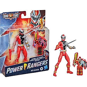 Power Rangers Dino Fury Red Ranger 6-Inch Action Figure Toy Inspired by TV Show with Dino Fury Key and Dino-Themed Accessory for Ages 4 and Up