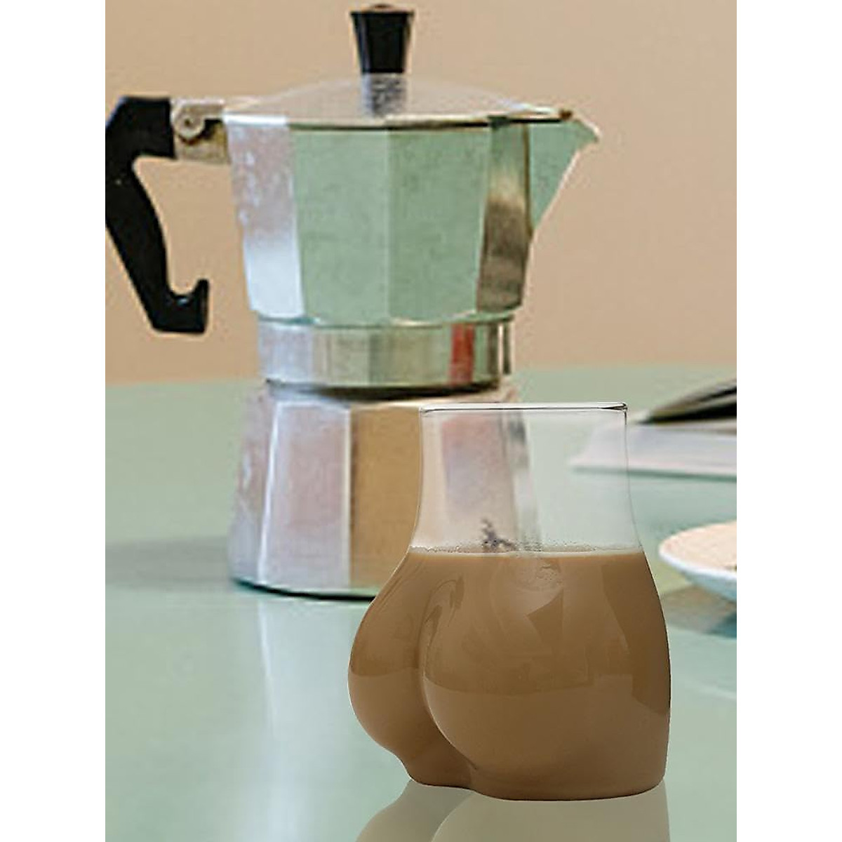 ALASSE Butt Glass Cup, 450ml 3D Butt Shaped Borosilicate Glass Cup, Novelty Funny Butt Mug, Cute Butt Glasses, Creative Body Shape Wine Glasses Butt Cocktail Glass Cup, Party Shot Glass for Bar