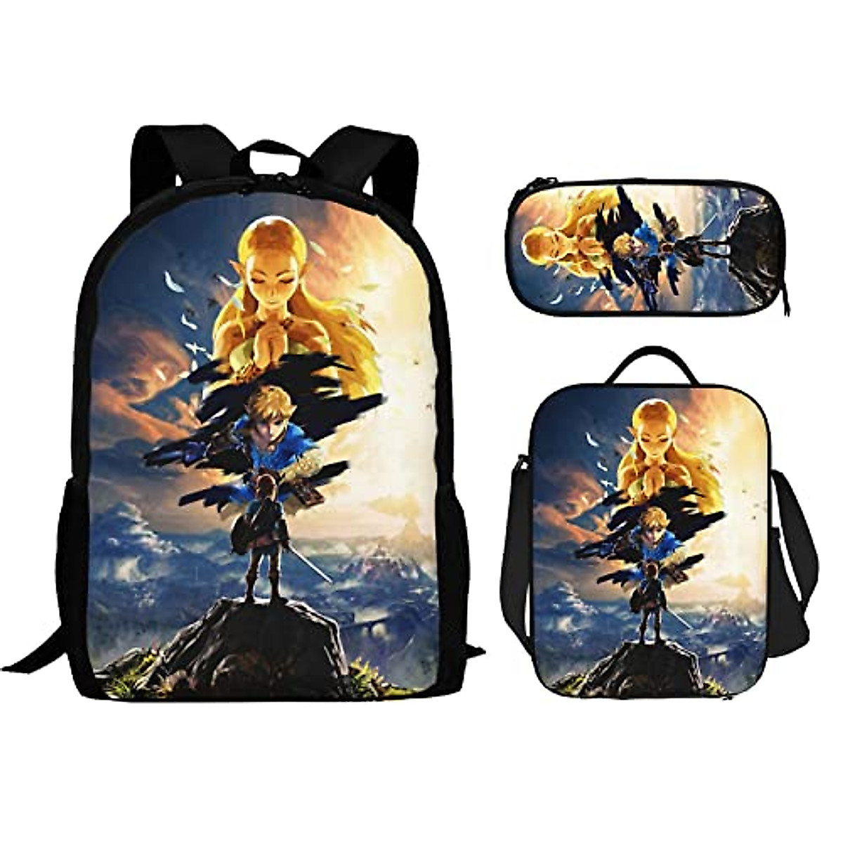 Game Backpack With Pencil Pouch And Shoulder Bag 3 Piece Boys Girls Backpack Combo Set 17in