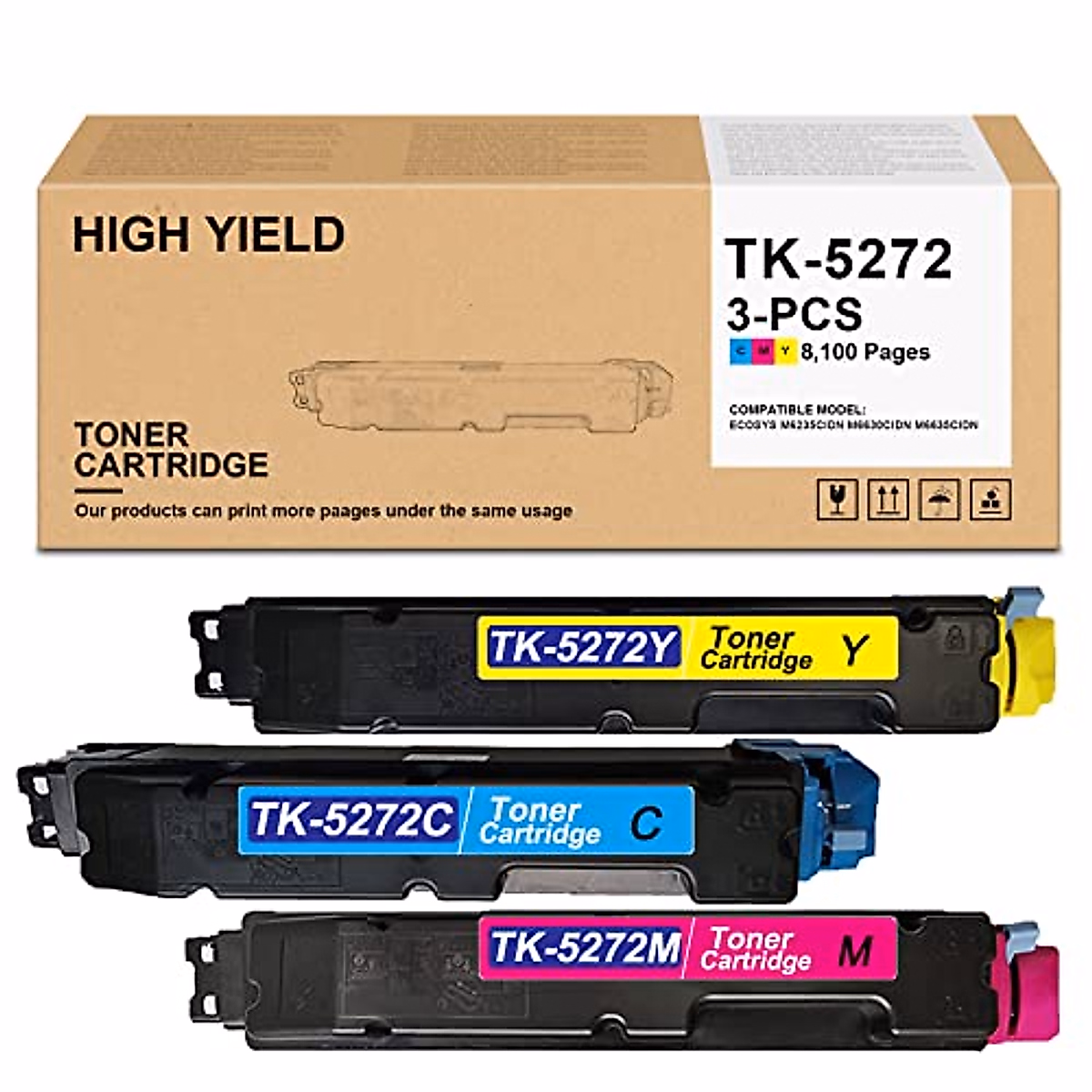 ALUMUINK Super high Yield Toner Cartridge TK 5272 Compatible TK-5272C TK-5272M TK-5272Y Replacement for ECOSYS M6235cidn M6630cidn M6635cidn P6230cdn Printer (1C+1M+1Y, 3 Pack)