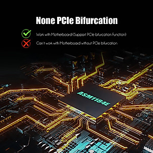 GLOTRENDS PA41 Quad M.2 NVMe to PCIe 4.0 X16 Adapter Without PCIe Bifurcation Function, Support 22110/2280/2260/2242/2230 Size (PCIe Bifurcation Motherboard is Required)