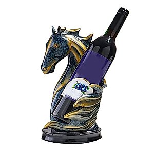 Artpaul Wine Bottle Holder Wine Racks Tabletop Horse Statue Wine Bottle Stand Horse Wine Rack Decoration Wine Decor for Kitchen Bar Horse Sculpture Horse Decor Gifts (Blue)