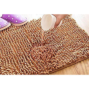 TOPCHANCES Chenille Bathroom Rugs ,Non Slip Extra Soft Plush Bath Mat Absorbent Shaggy Bathroom Rug for Tub, Shower and Bath Room Floor Mats, 23.5" X 35.5"