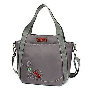 Chala Group Chala Handbags Paw Print CV Venture Mini Carryall Handbag, Crossbody Dog Lovers, Grey
