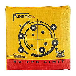 Morrell Targets 144 Yellow Jacket Kinetic 1.0 65 Pound Portable Field Point Archery Bag Target w/ 2 Shooting Sides, 10 Bullseyes, and Handles, Yellow