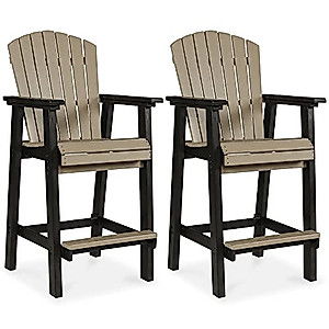 Signature Design by Ashley Fairen Trail 30" Outdoor Barstool, 2 Count, Black & Brown