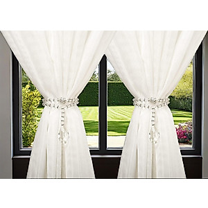 SUQ I OME 1 Pair of Luxury Crystal Beaded Magnetic Curtain Tieback and Holdback Curtain Clips Curtain Buckle Curtain Holder Blingbling Curtain Holdbacks for Drapes,Crystal