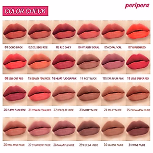 Peripera Ink the Velvet Lip Tint | High Pigment Color, Longwear, Weightless, Not Animal Tested, Gluten-Free, Paraben-Free | #017 ROSY NUDE, 0.14 fl oz