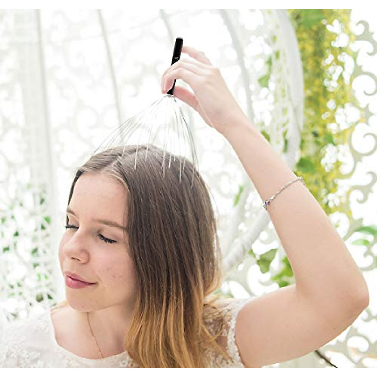 USAGA 28 Finger Head Scratcher, Head Massager, Scalp Massager, Head Whisk Massager, Wire Massager for Head Hair Body Massage and Stress Relax (Black)