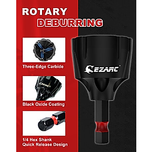EZARC Tungsten Carbide Deburring Chamfer Tool, External Rotary Deburring 1/4 inch Hex Shank Remove Burr, Repair Tools for Damaged Metal Steel Screws, Bolts and Fasteners