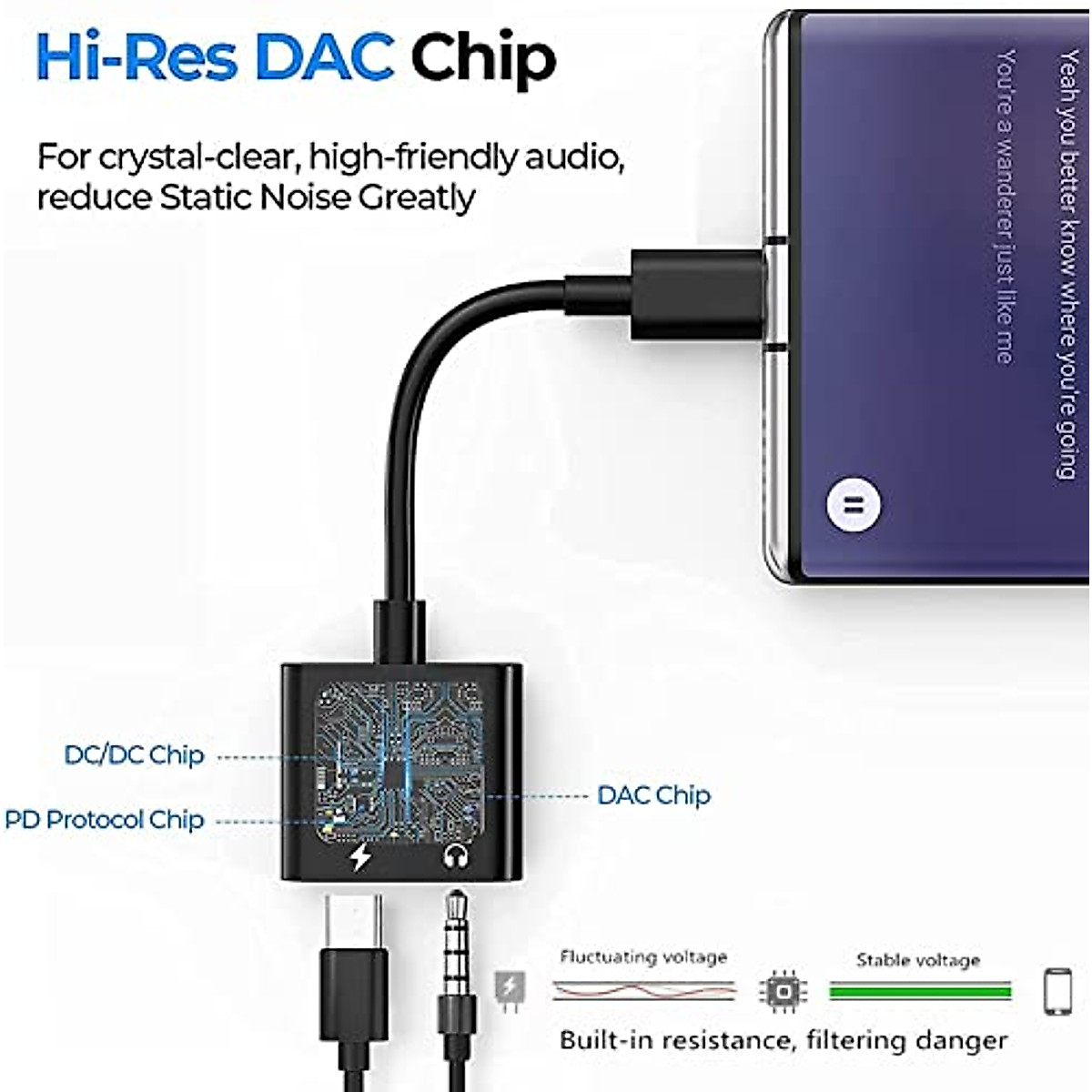 USB C to 3.5mm Headphone and Charger Adapter,2 in 1 USB C to Aux Audio Jack with PD Fast Charging Dongle Cable Cord,Compatible with Galaxy S22/S21/S20/S20+ Ultra,Note 20/10,Pixel 6/5/4/3 XL(Black)